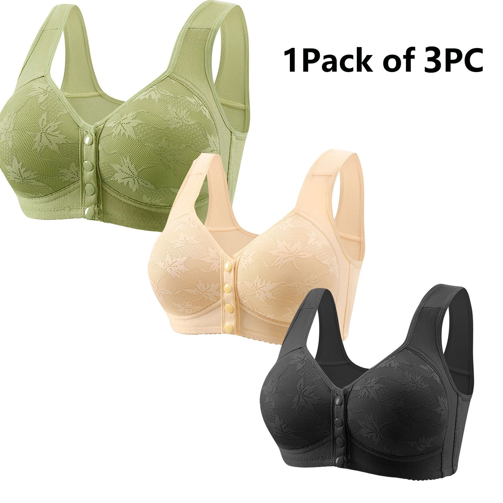 3PCS Divhosrg Front Closure Bras for Older Women, Daisy Bras for Older ...