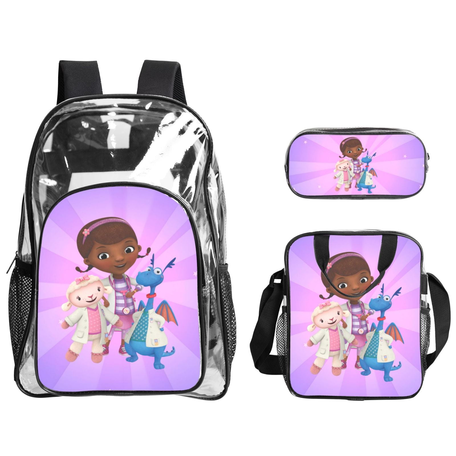 3PCS Doc McStuffins Clear Backpack Set,17" Transparent Backpack with ...