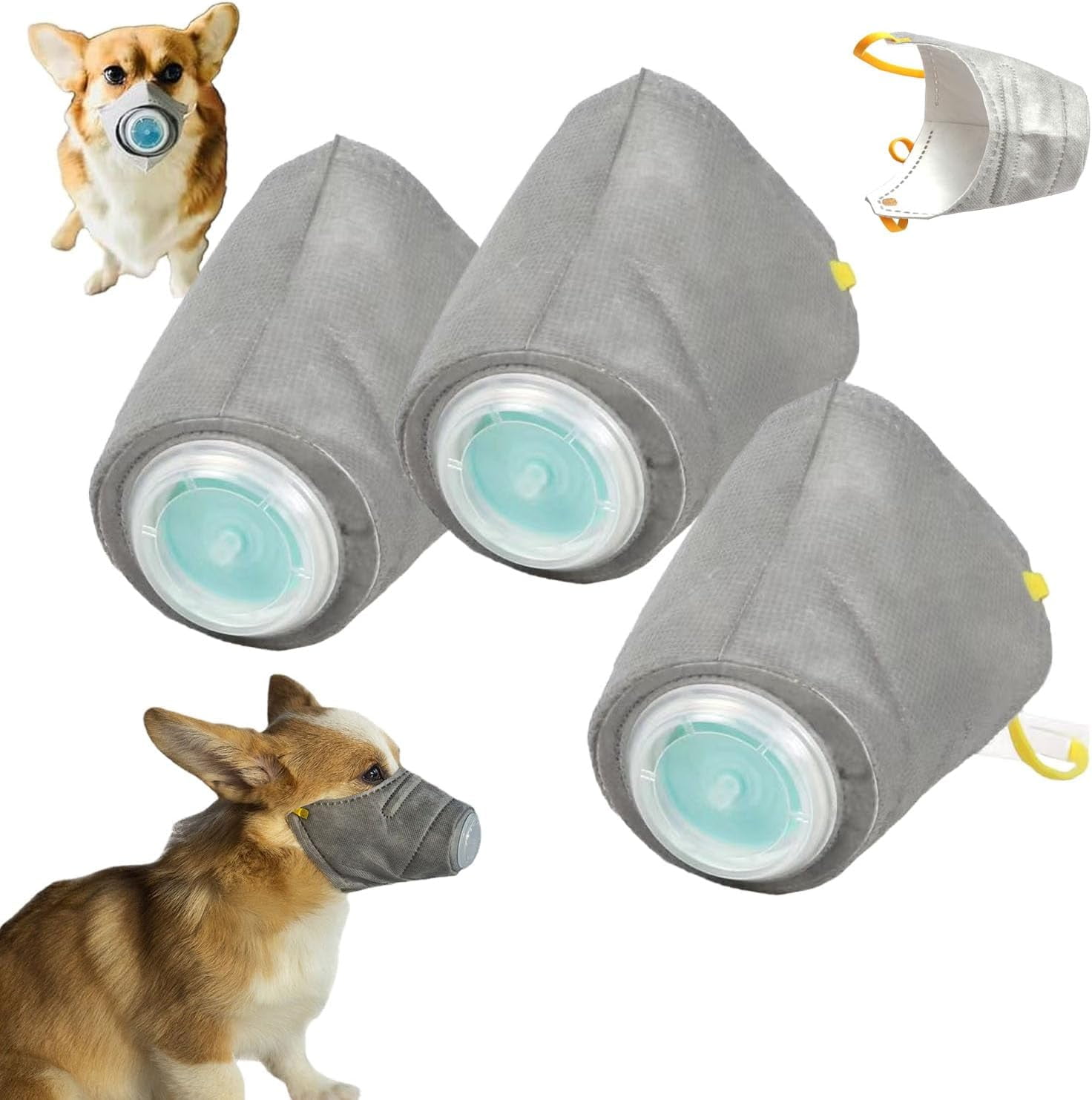 3PCS Dog Respirator Mask, Dog Respirator Mask, Dog Smoke Mask, Reusable ...