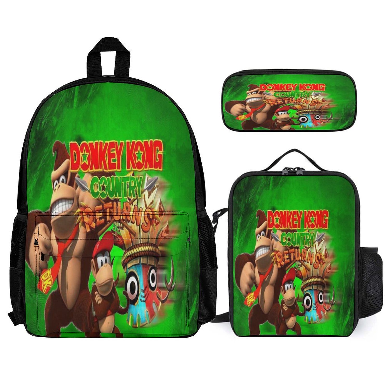 3PCS Don-key Kon Backpacks Set Backpack with Lunch Box Pencil Case ...