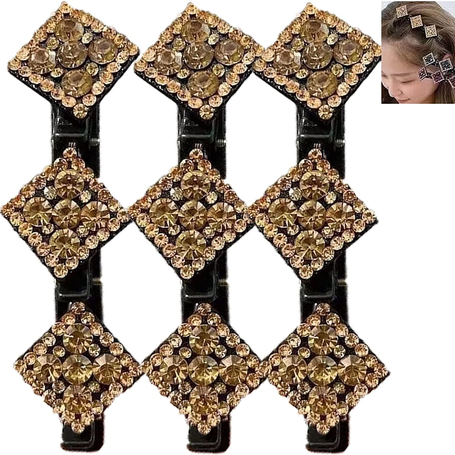 3PCS Double Layer Band Hairpin Twist Plait Headband Alligator Hair Claw ...