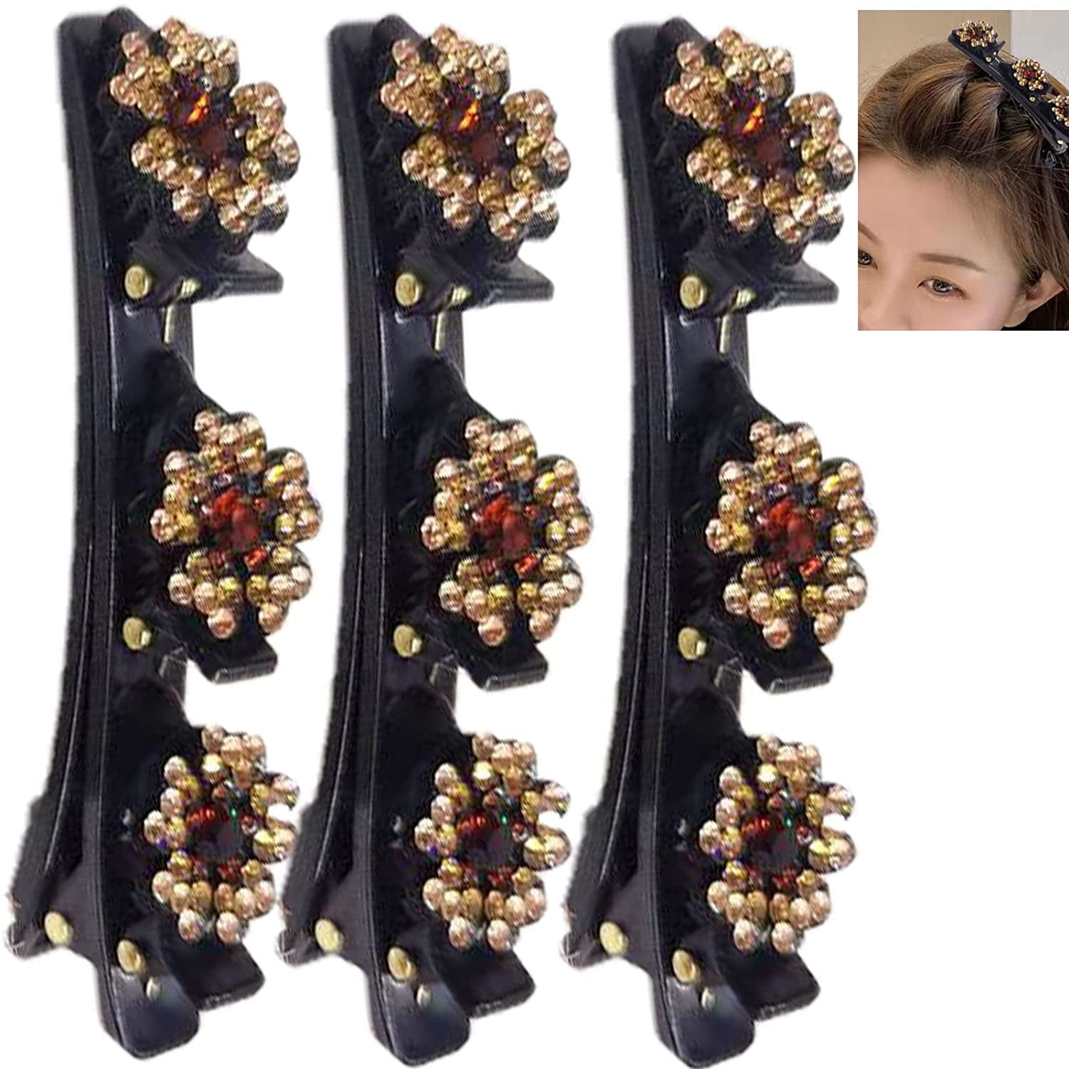 3PCS Double Layer Band Twist Plait Headband Hairpin Alligator Hair Claw ...