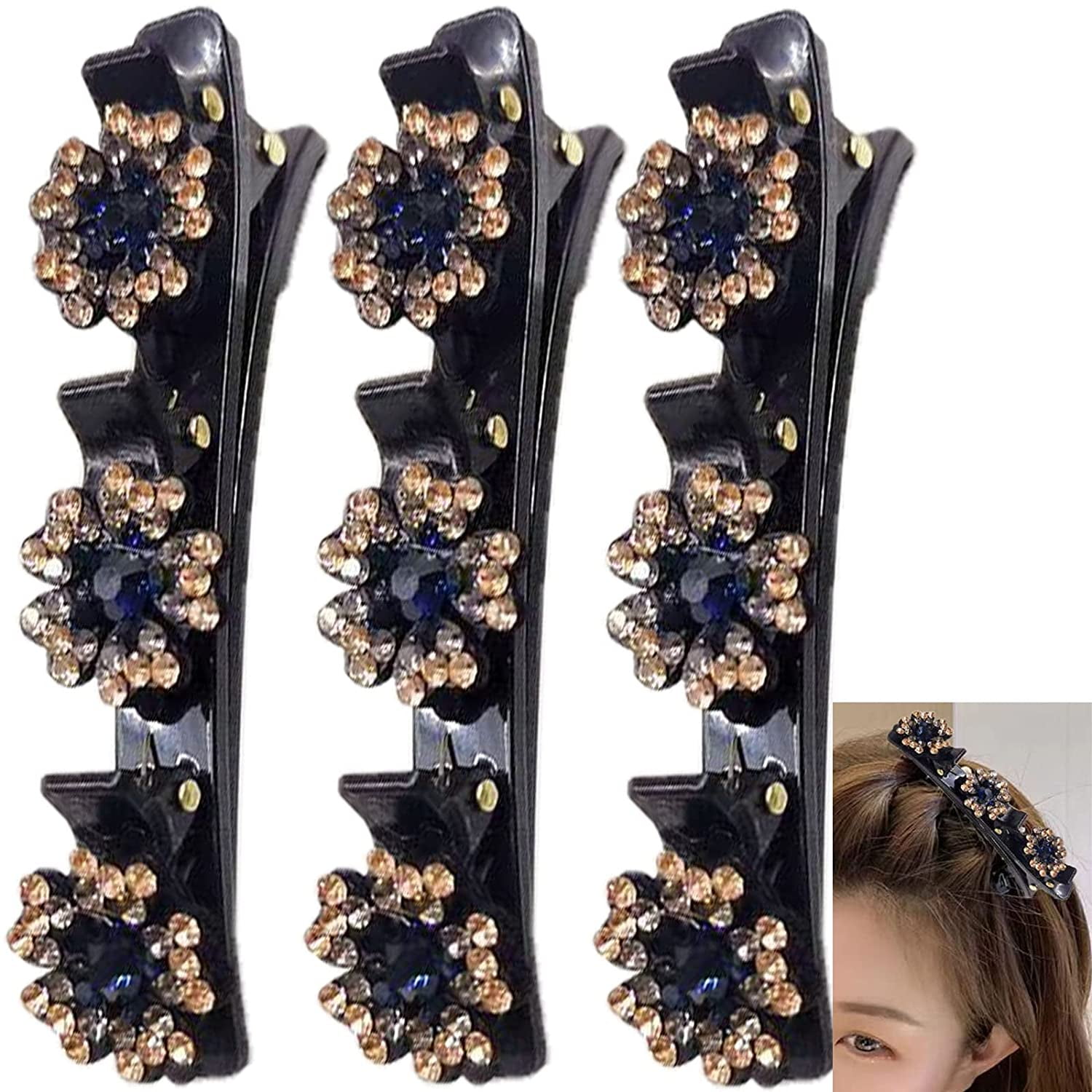 3PCS Double Layer Band Twist Plait Headband Hairpin Alligator Hair Claw ...