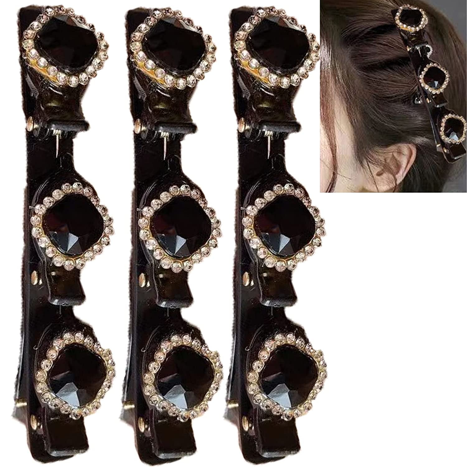 3PCS Double Layer Satin Band Twist Plait Headband Hairpin Alligator ...