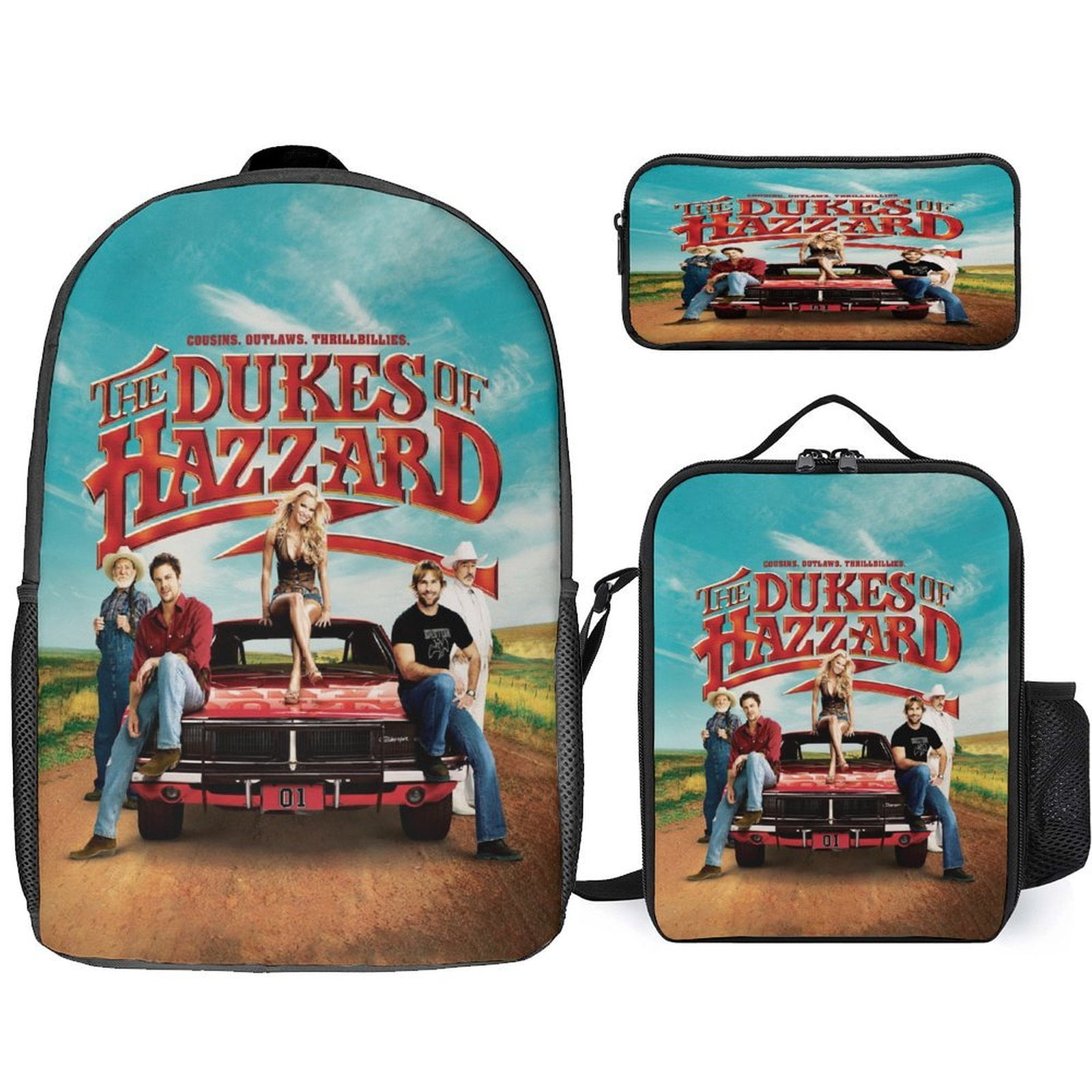 3PCS Dukes Orange Car Haz-zard Backpack Set Large Capacity Bookpacks ...