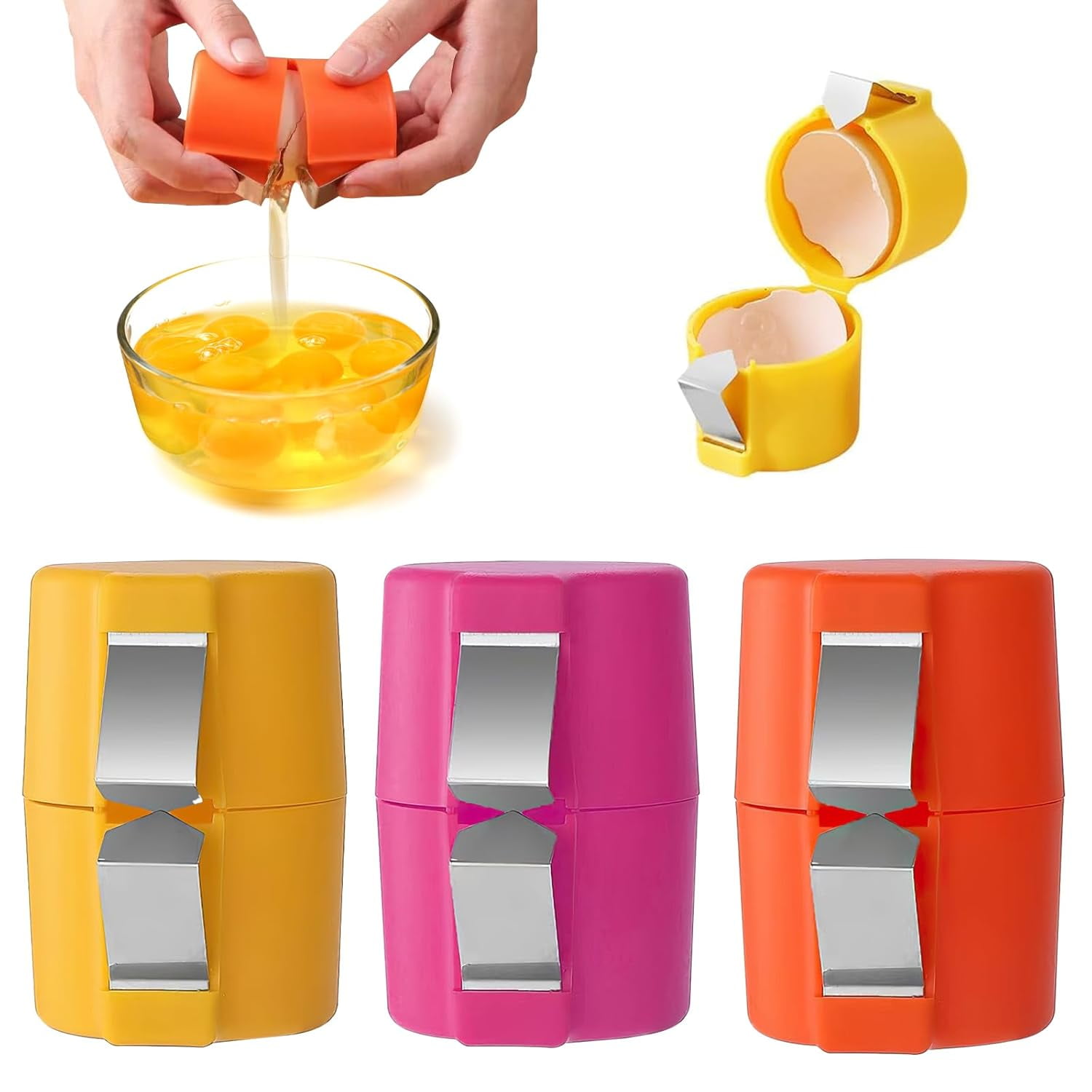 3PCS Egg Shell Opener 2025 Upgraded Egg Cracker Tool for Raw Eggs ...