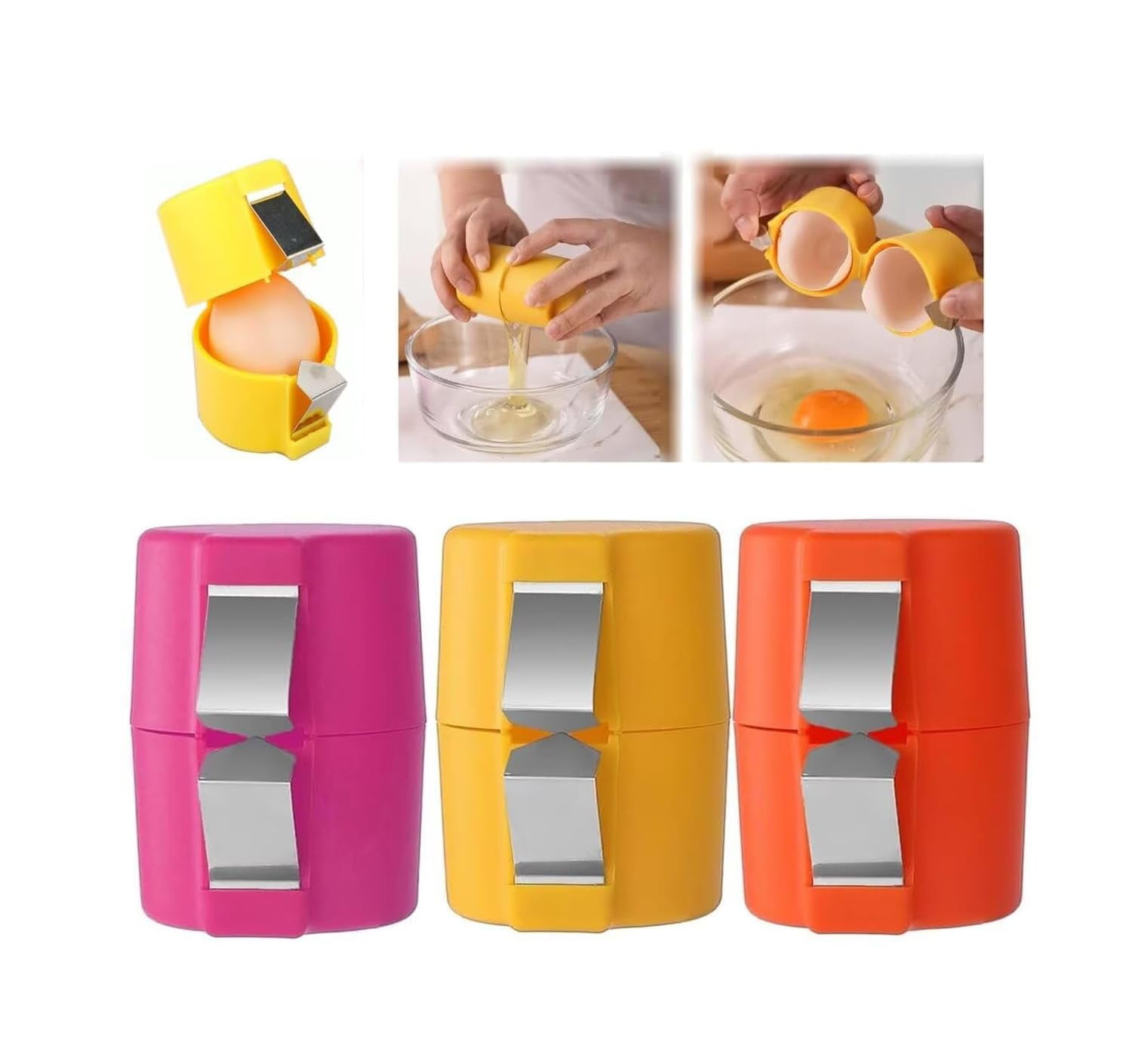 3PCS Egg Shell Opener Cracker Tool egg separator for Raw Eggs Handheld ...