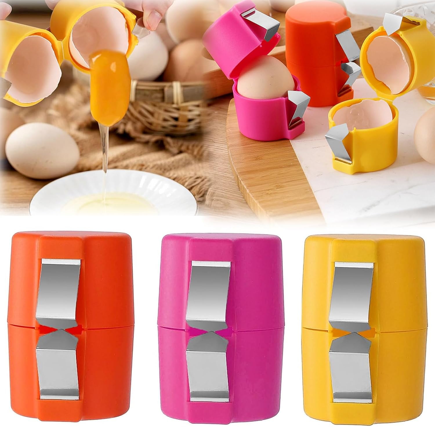 3PCS Egg Shell Opener Egg Separator for Raw Eggs,2024 Upgraded ...
