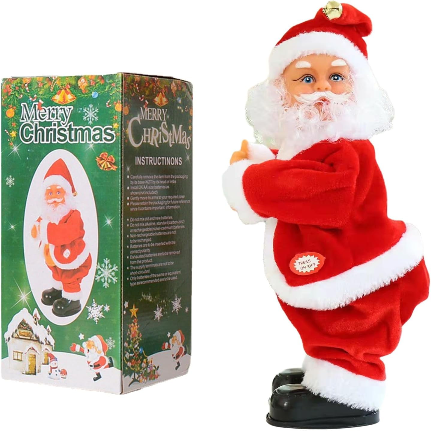 3PCS Electric Santa Claus Musical Toy,Dancing Santa with Shaking Belly ...