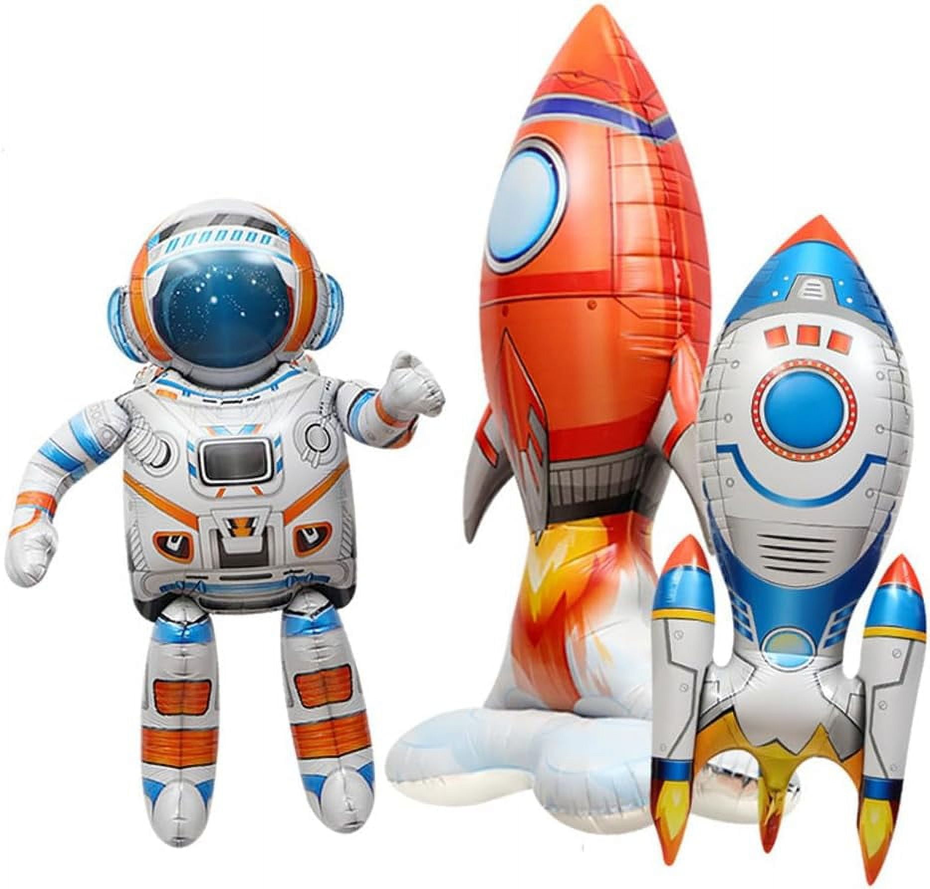 3PCS Extra Large Self Standing Space Balloons Rocket Spaceship Balloons ...