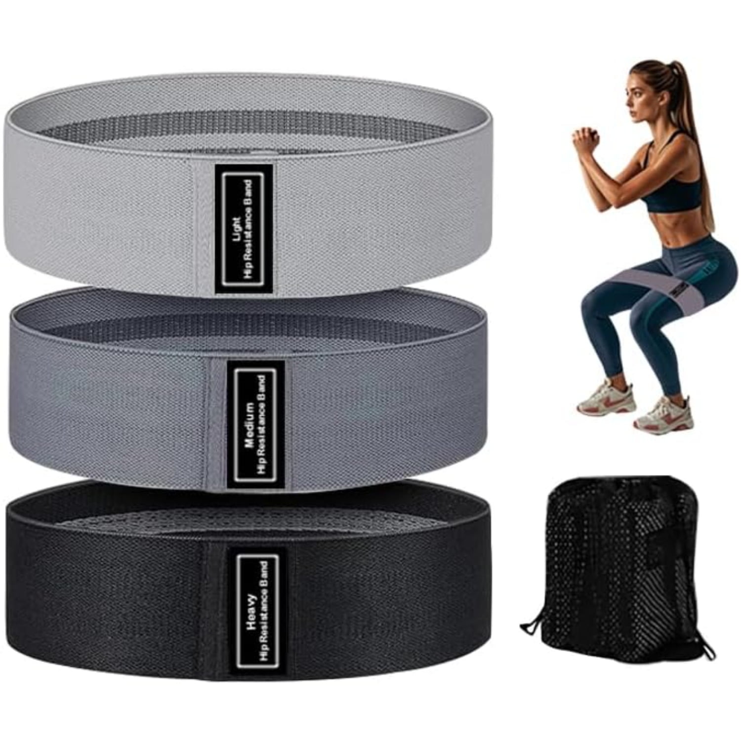 3PCS Fabric Resistance Bands for Working Out, Stretch Bands for Booty ...