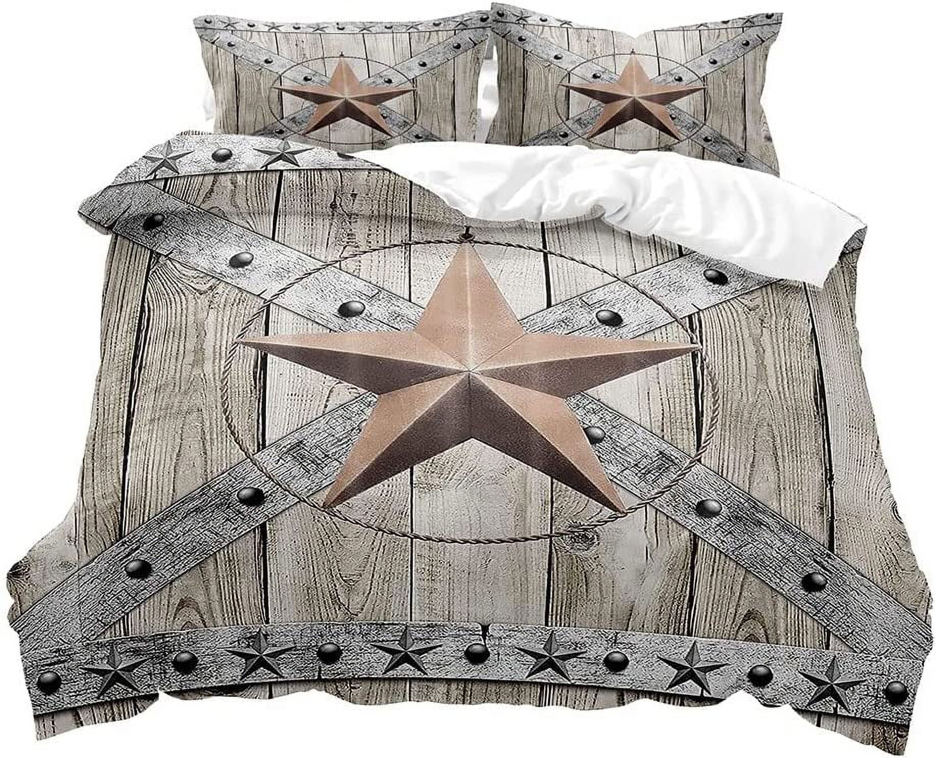 3PCS Farmhouse Bedding, Duvet Cover 79x90 inch , Wooden Grey Barn Door ...