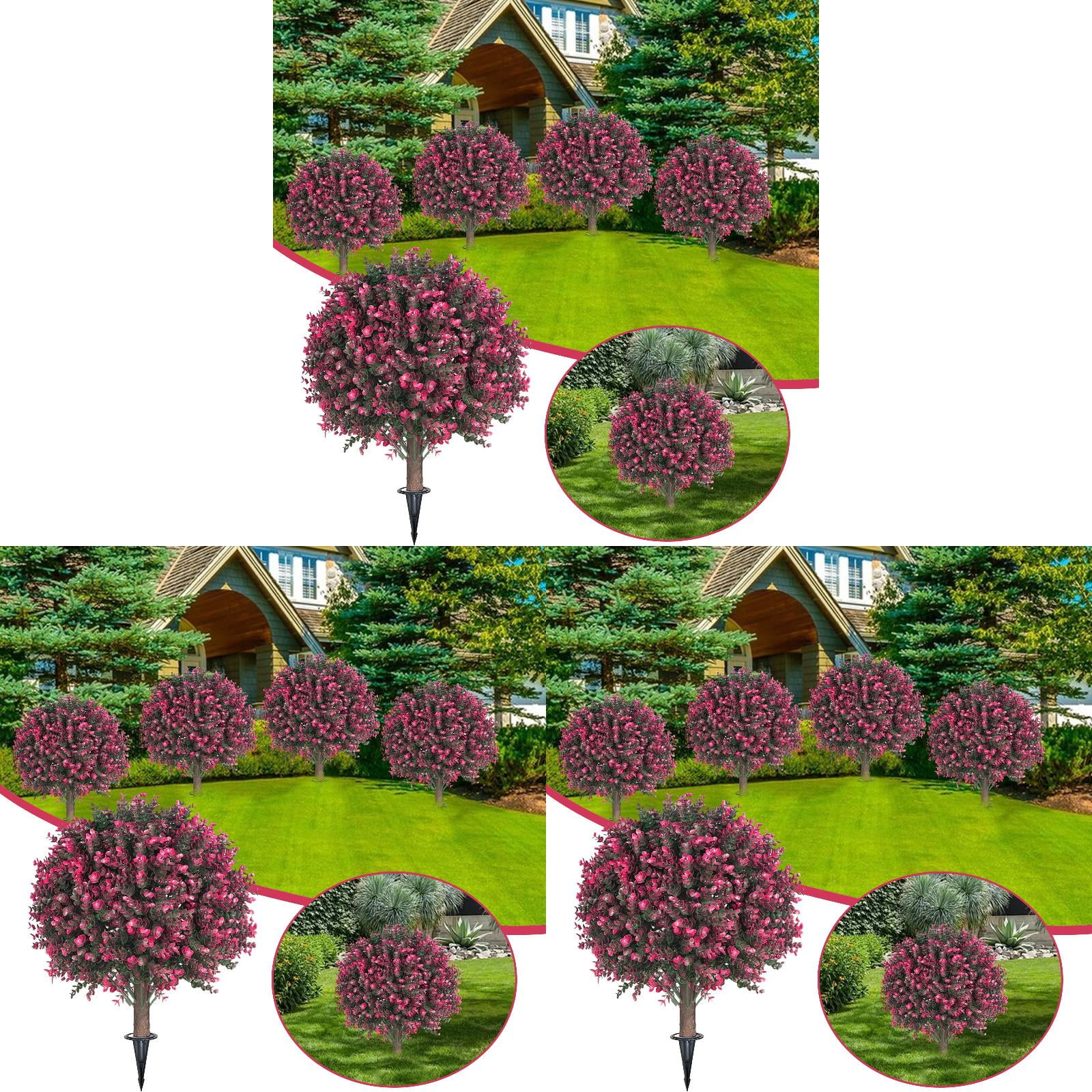 3PCS Boxwood Topiary - Artificial Rose Ball Bush for Outdoor Decor, UV ...
