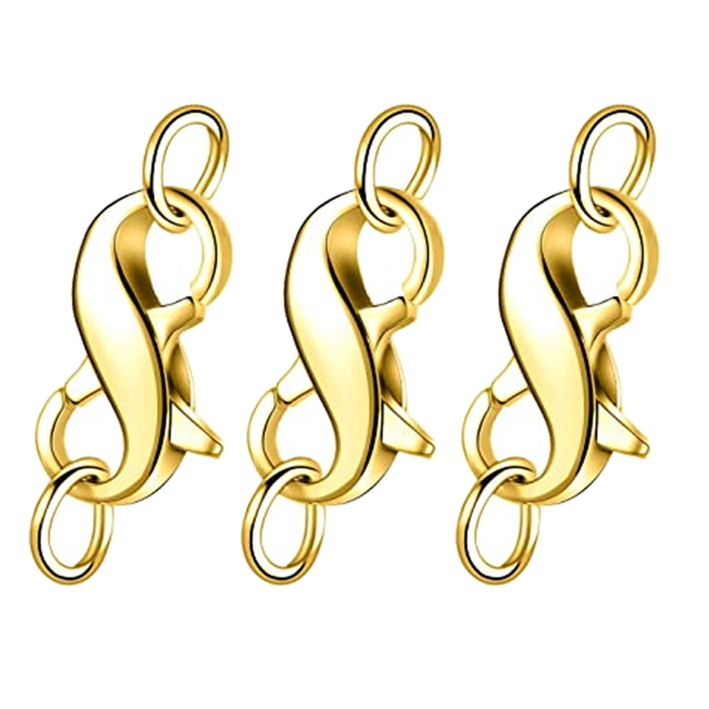3PCS Figure Eight Lobster Clasp Lock Double Opening Silver Golden for ...