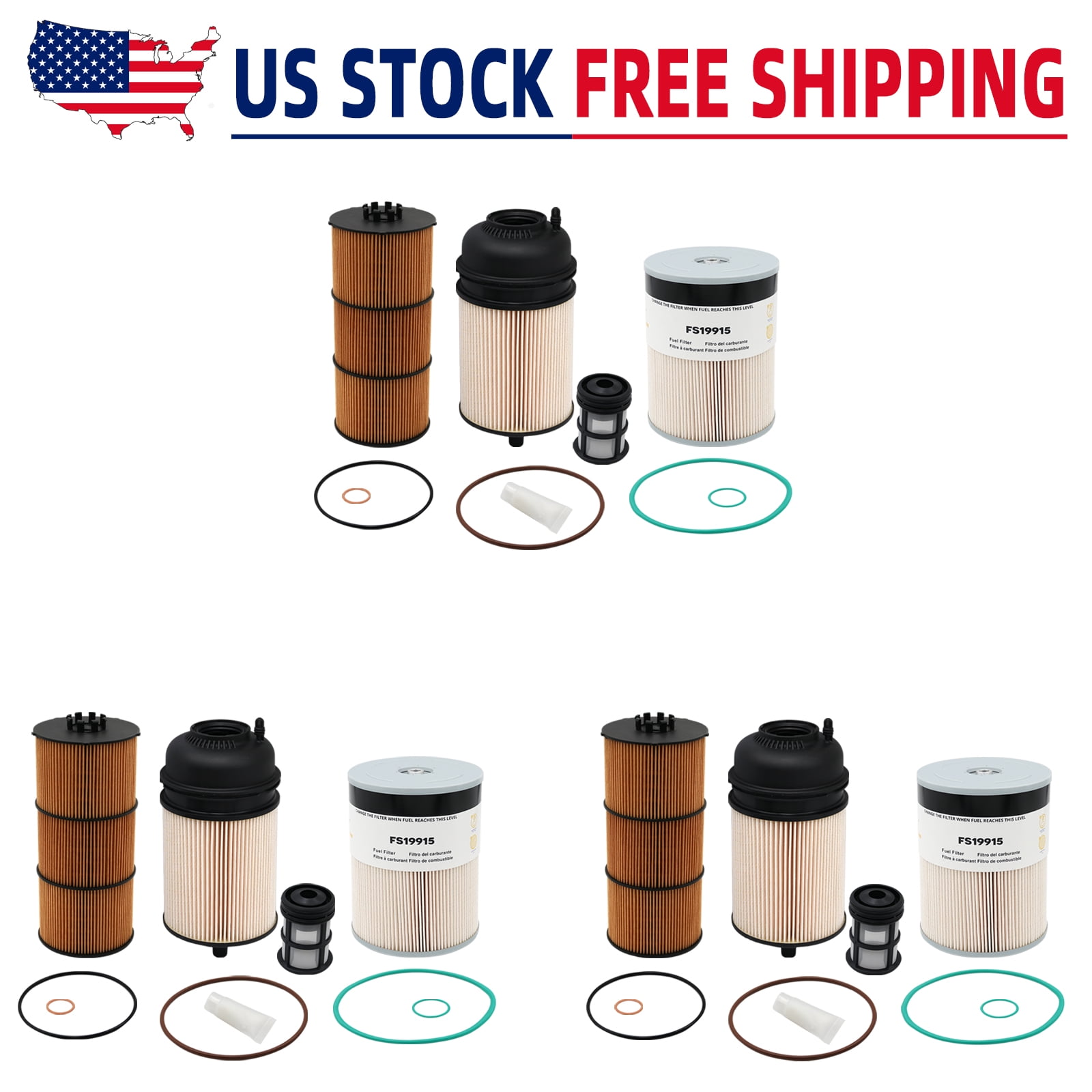 3PCS Filter Service Kit Compatible With Detroit DD13 DD15 DD16 Oil, FWS ...