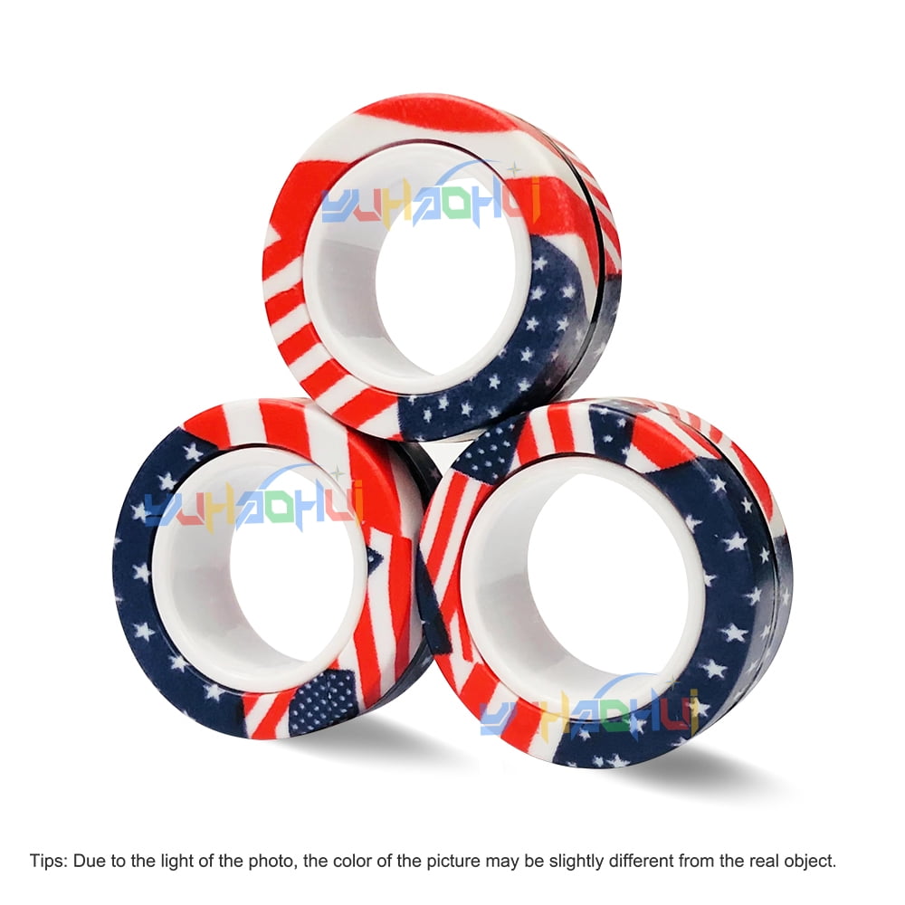 3PCS Fingertip Magnetic Rings Colorful Relief Fidget Toys Set for Adult ...