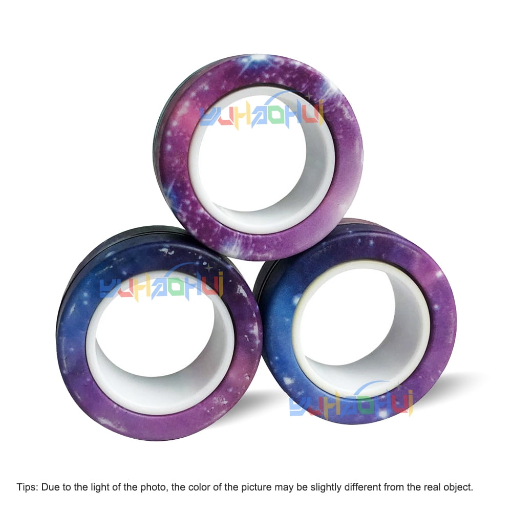 3PCS Fingertip Magnetic Rings Colorful Relief Fidget Toys Set for Adult ...