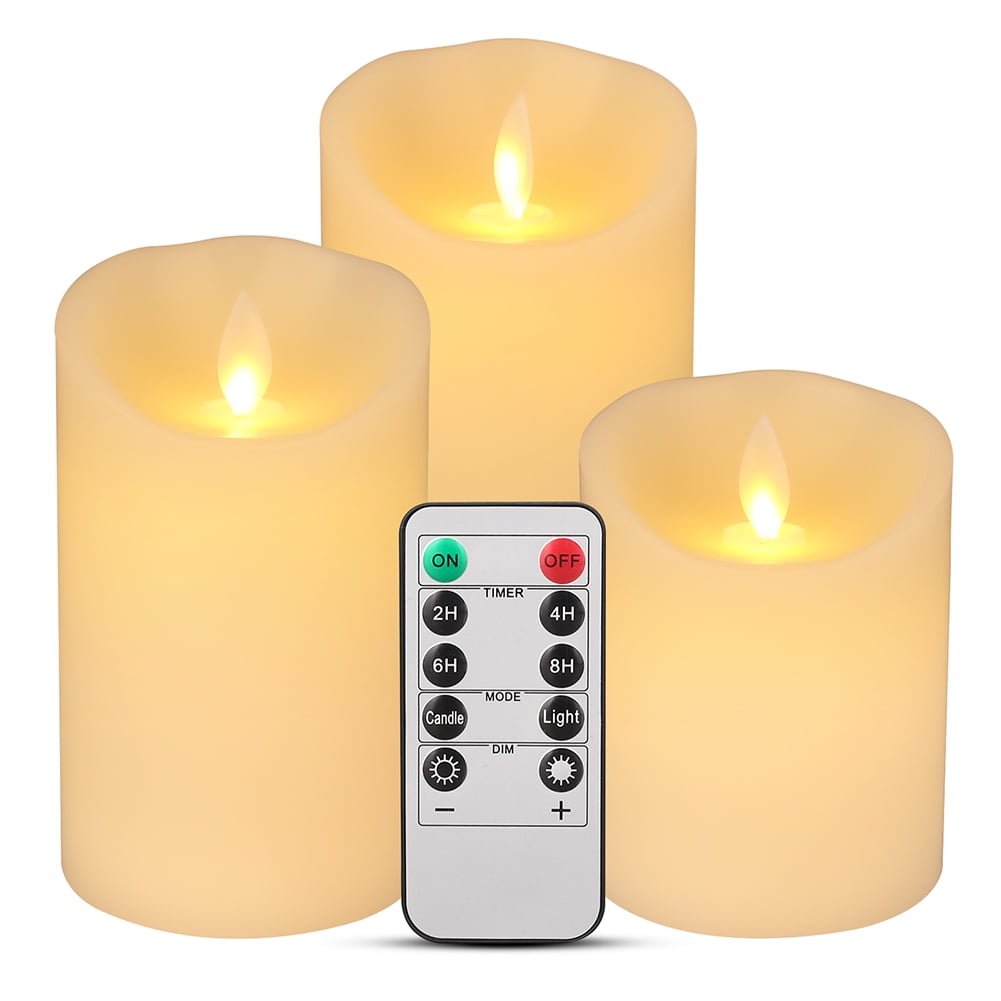 3PCS Flickering Flameless Candles Waterproof Outdoor Candles Battery ...