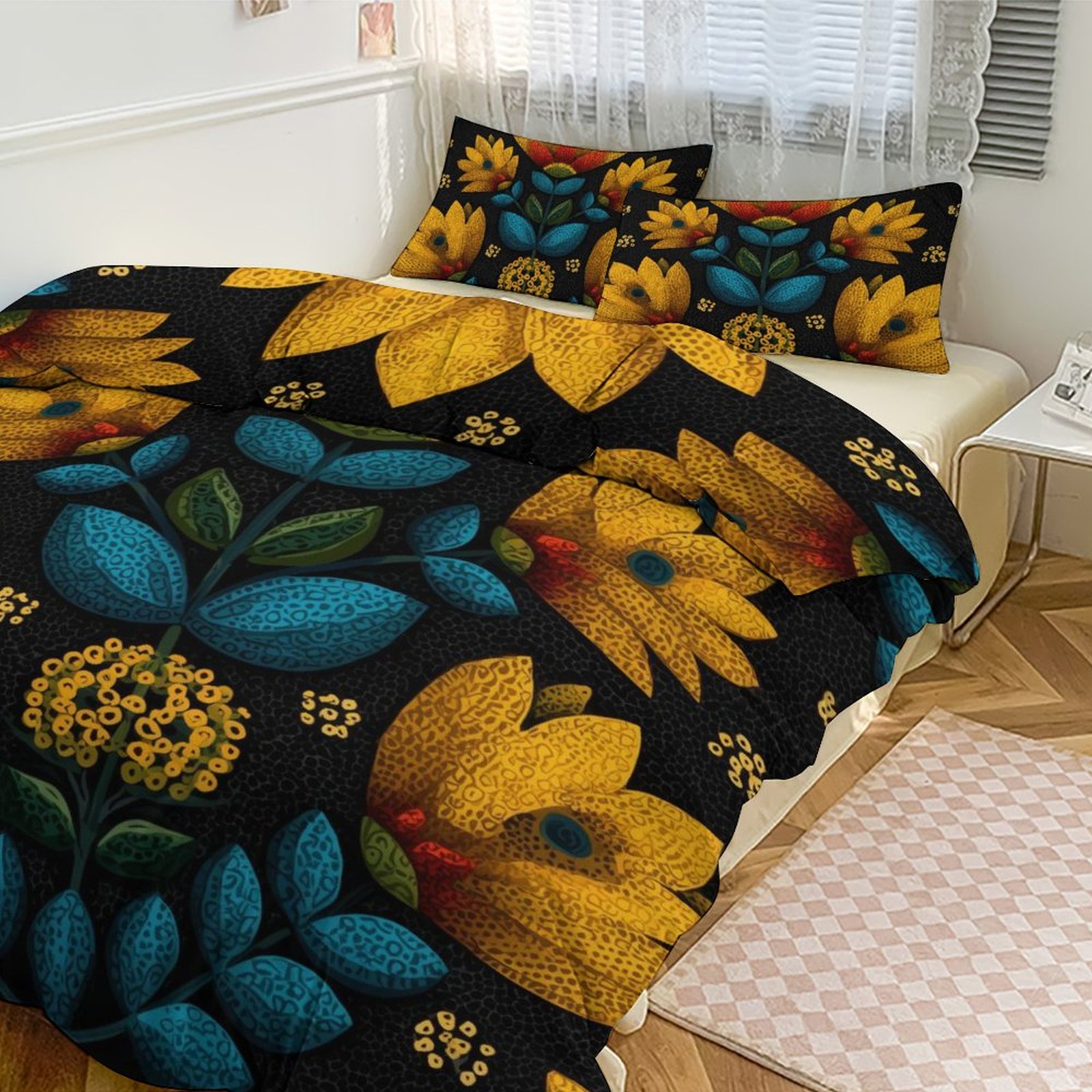 3PCS Floral Textile Seamless Pattern Design Duvet Cover Set Twin, 1 ...