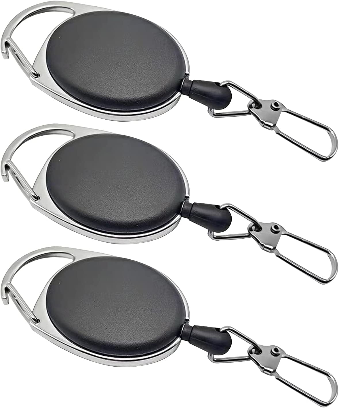 3PCS Fly Fishing Zinger Retractors with 360 Degree Rotation Buckle ...