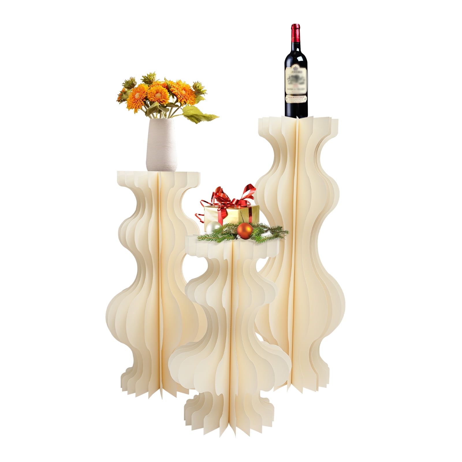 3PCS Foldable Cylinder Pedestal Stands, Round Cardboard Vases Display ...