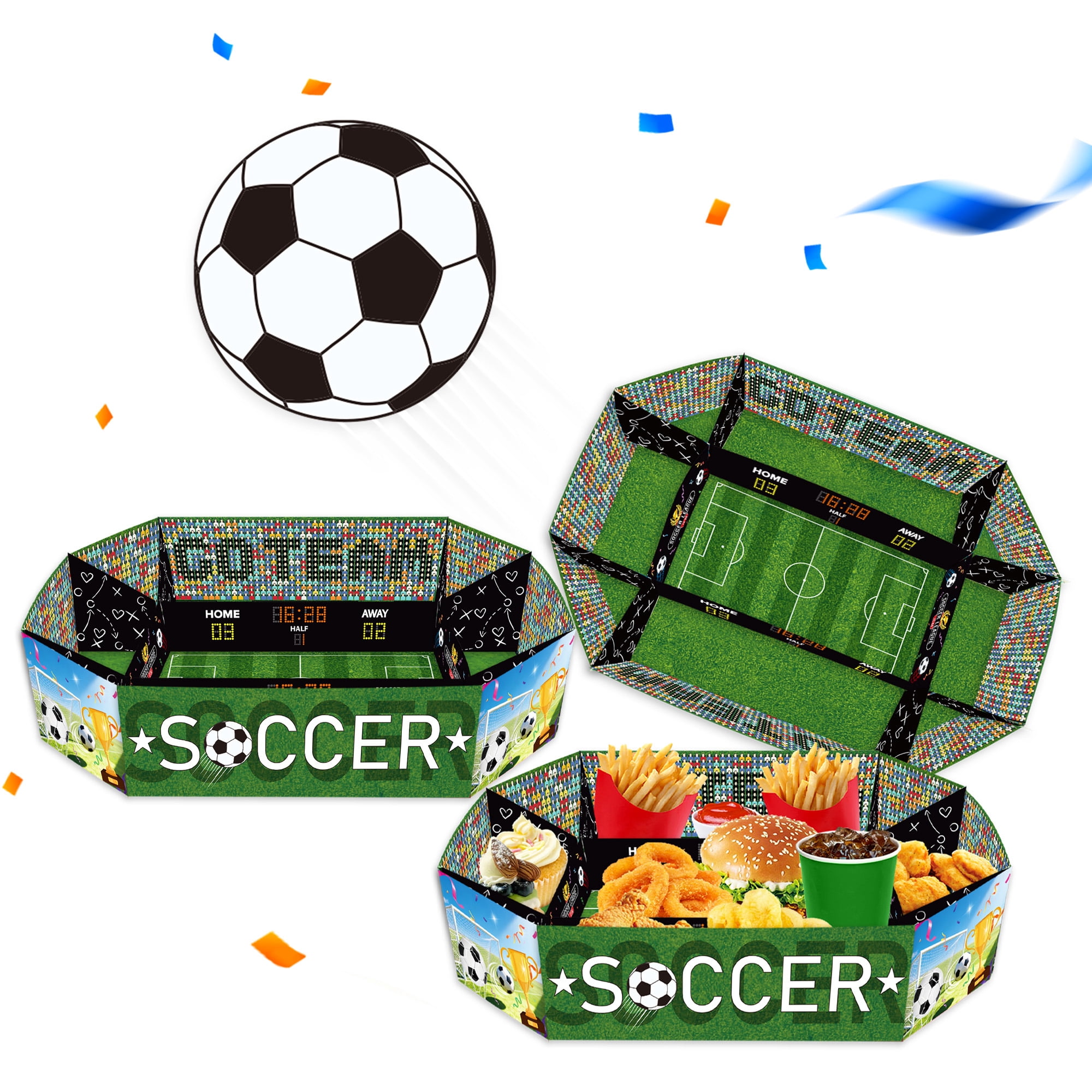 3PCS Football Party Supplies Kit - Large Football Snack Stadium Tray ...