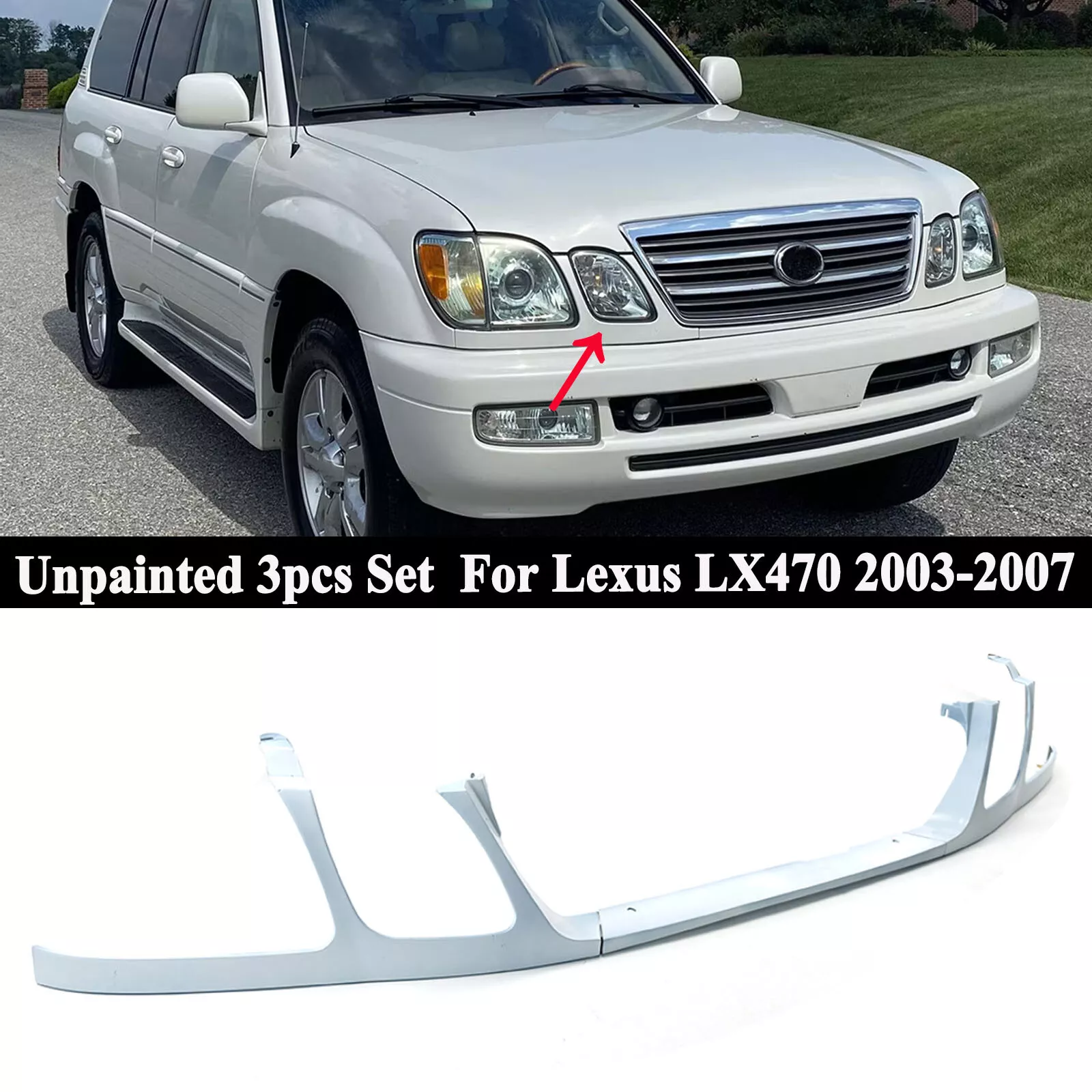 3PCS For Lexus LX470 2003-2007 Front Bumper Headlight Trim Under ...
