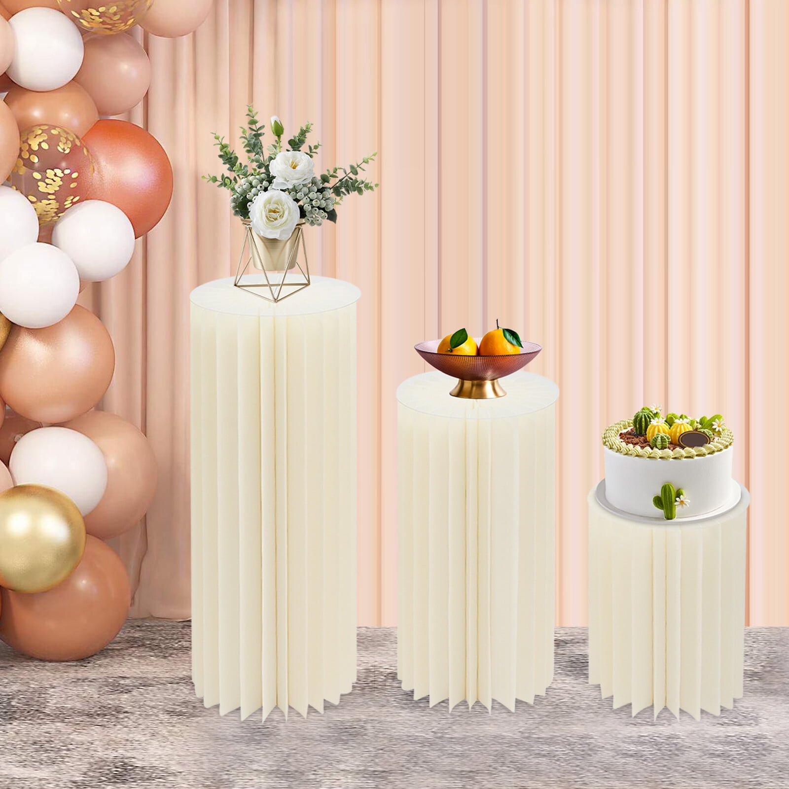 3PCS Freestanding Round Foldable Cardboard Centerpiece Display Columns ...