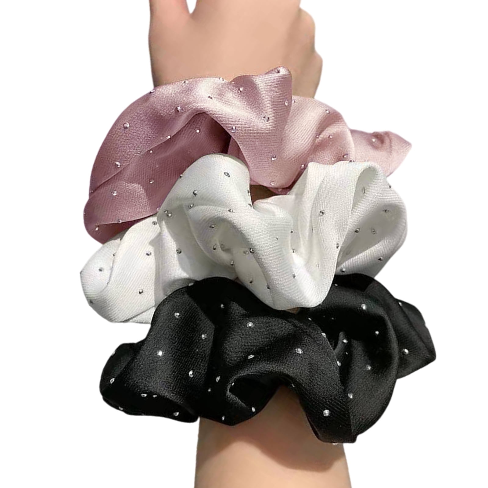 3PCS French Styles Rhinestones Scrunchie Elegant Ponytail Holder with ...