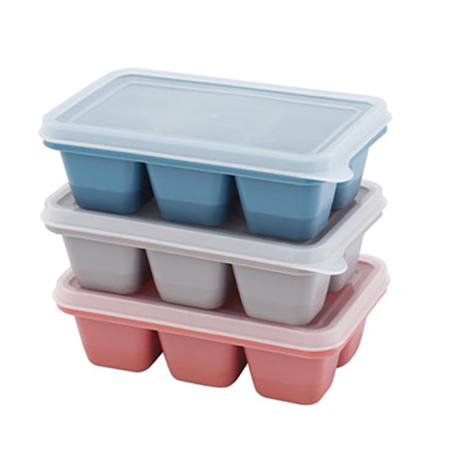 3PCS Fruit Ice Tray Mold with Lid - Reusable Silicone Ice Cube Molds ...