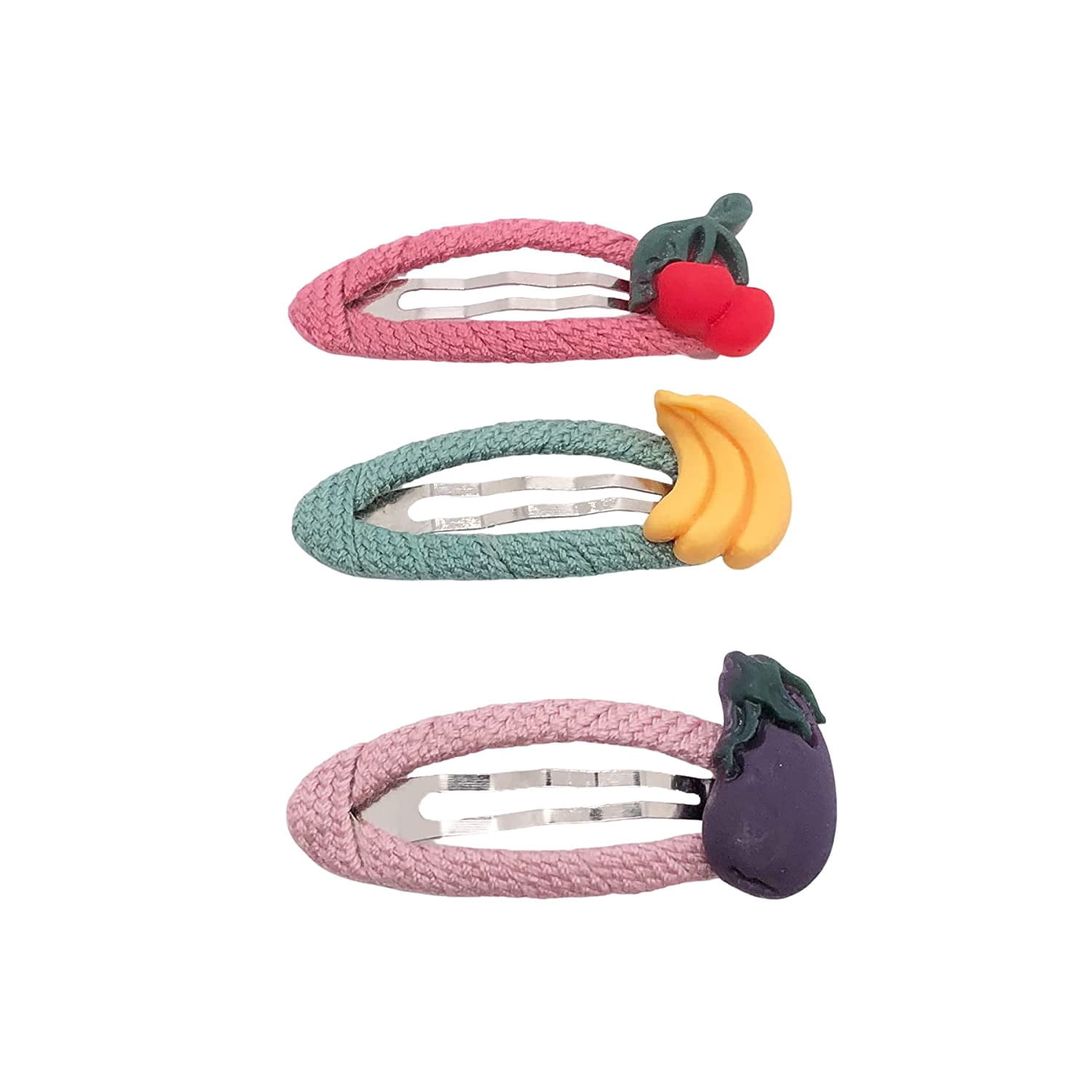 3PCS Fruit Snap Hairpins Set for Women Girls Resin Barrettes Fabric ...