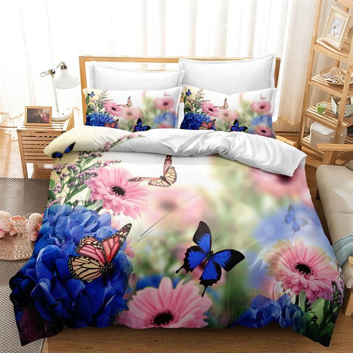 3PCS Full Bedding Duvet Cover Sets 3D Floral Print Flowers Pattern for ...