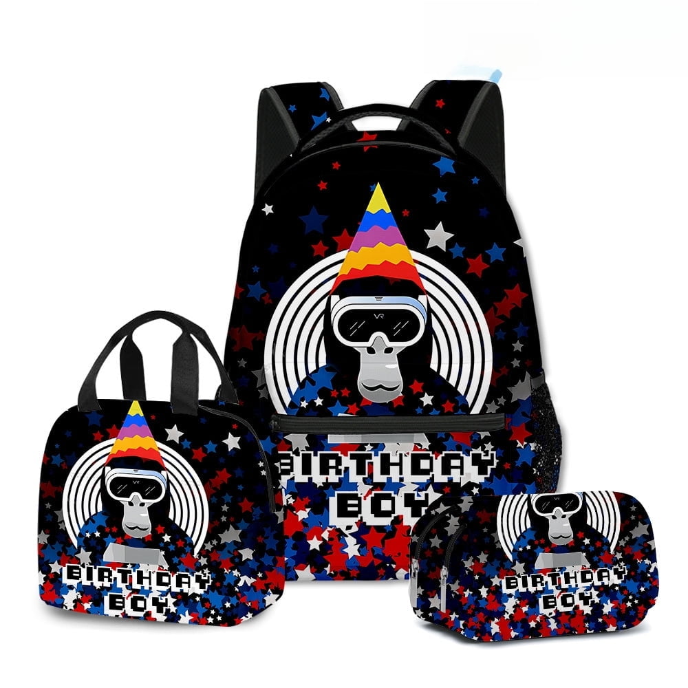 3PCS GORILLA T-AG 17 IN Game Backpack Bookbag with Lunch Bag, School ...
