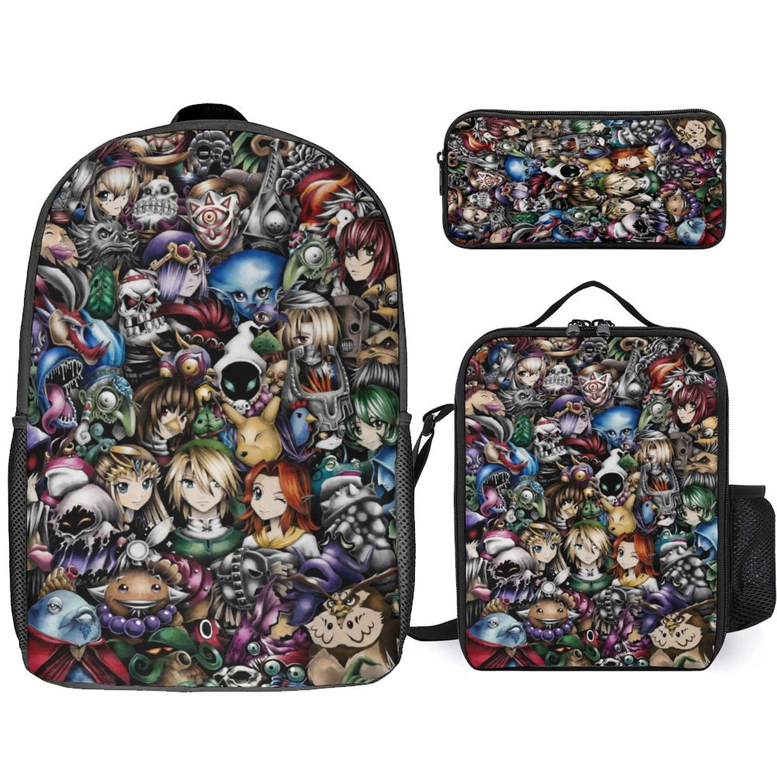 3PCS Game Zel-,Da0 Backpack Set Large Capacity Bookpacks With Lunch Box ...