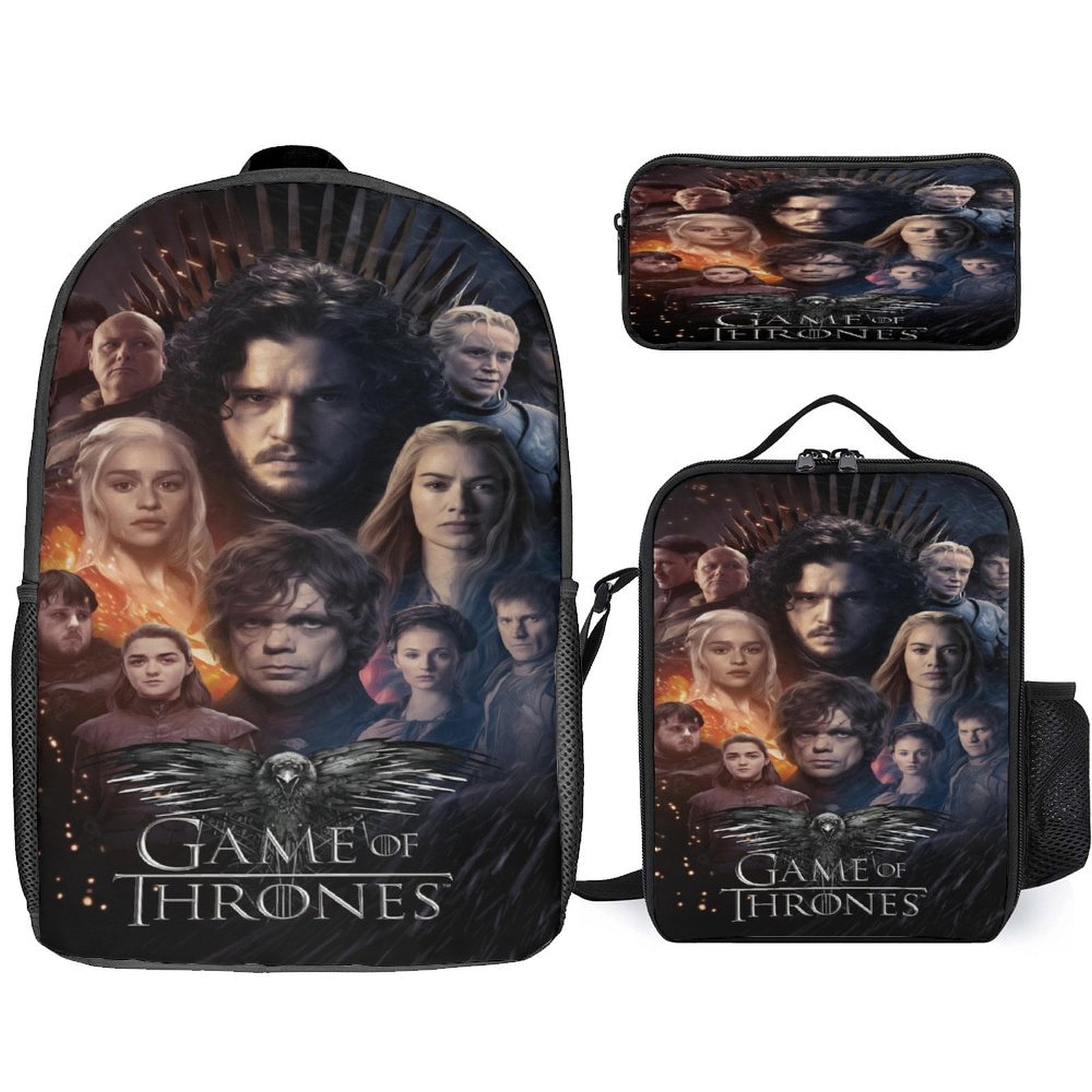 3PCS Game of Thrones Backpack Set Backpack with Lunch Bag Pen Bag ...