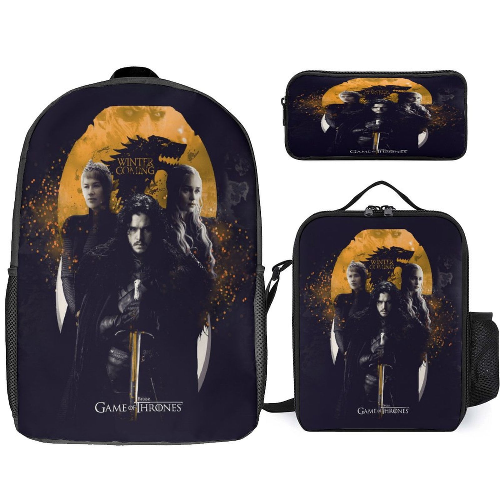 3PCS Game of Thrones Backpack Set Backpack with Lunch Bag Pen Bag ...