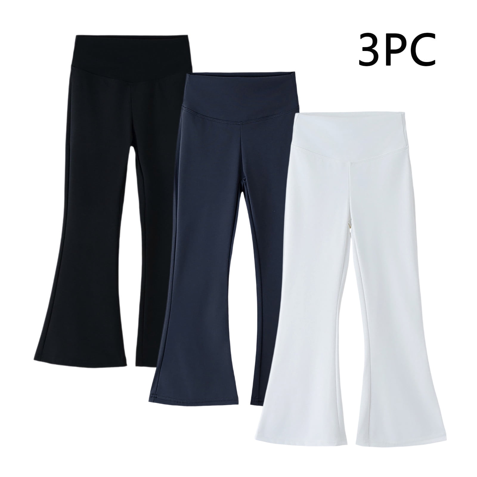 3PCS Girl's School Uniform Flare Leggings High Waisted Yoga Pants ...
