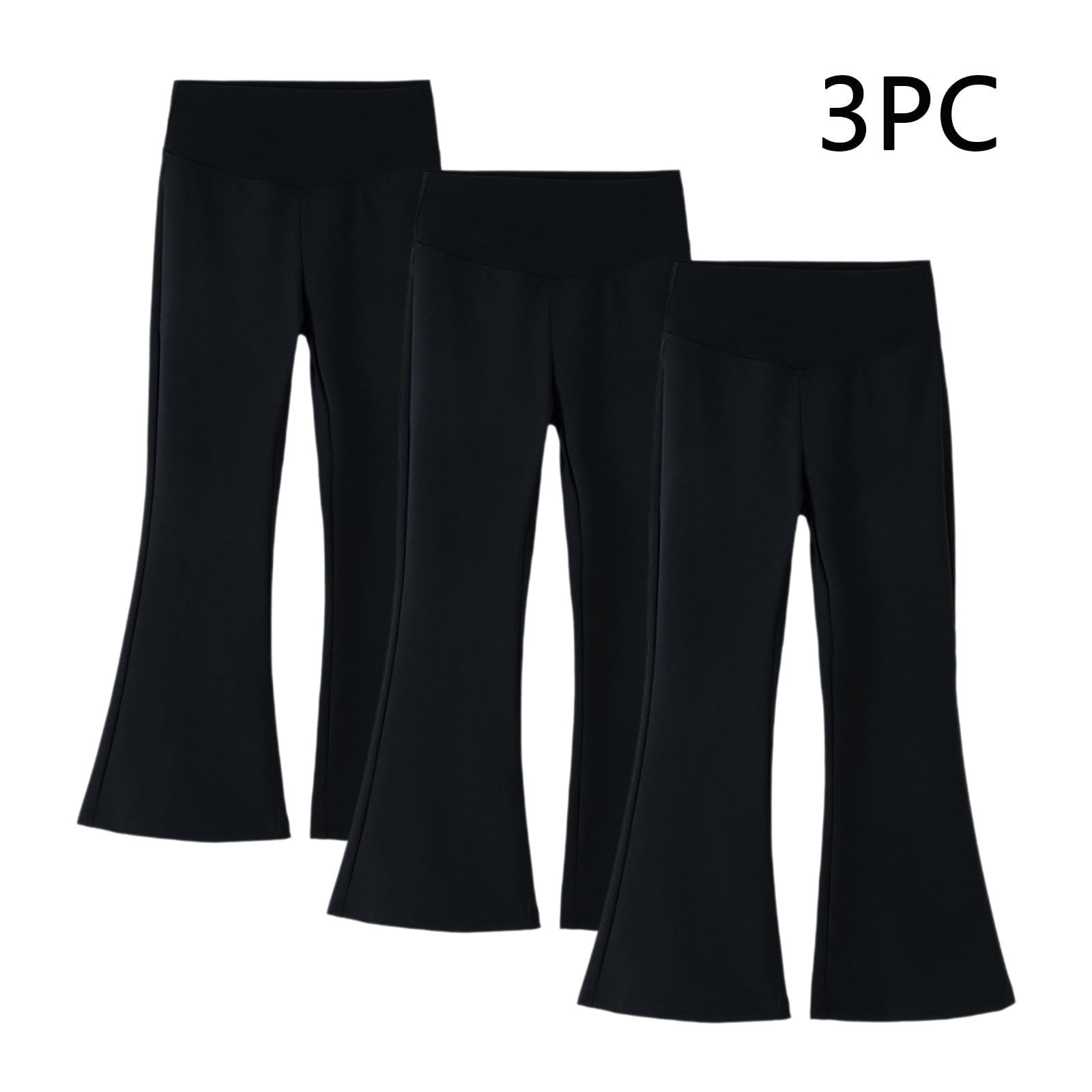 3PCS Girl's School Uniform Flare Leggings High Waisted Yoga Pants ...