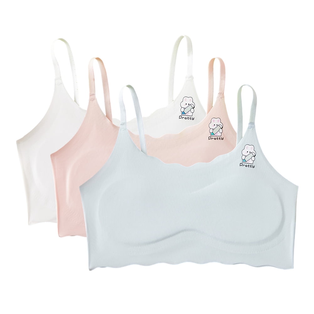 3PCS Girls Soft Training Bras Seamless First Bra Girls Sports Bras Teens Adult Girl Training ...