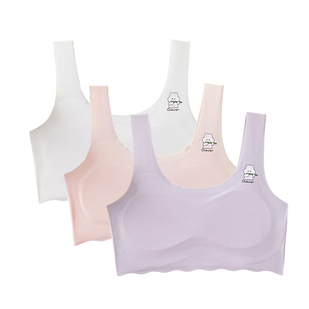 3PCS Girls Soft Training Bras Seamless First Bra Girls Sports Bras Teens Adult Girl Training ...