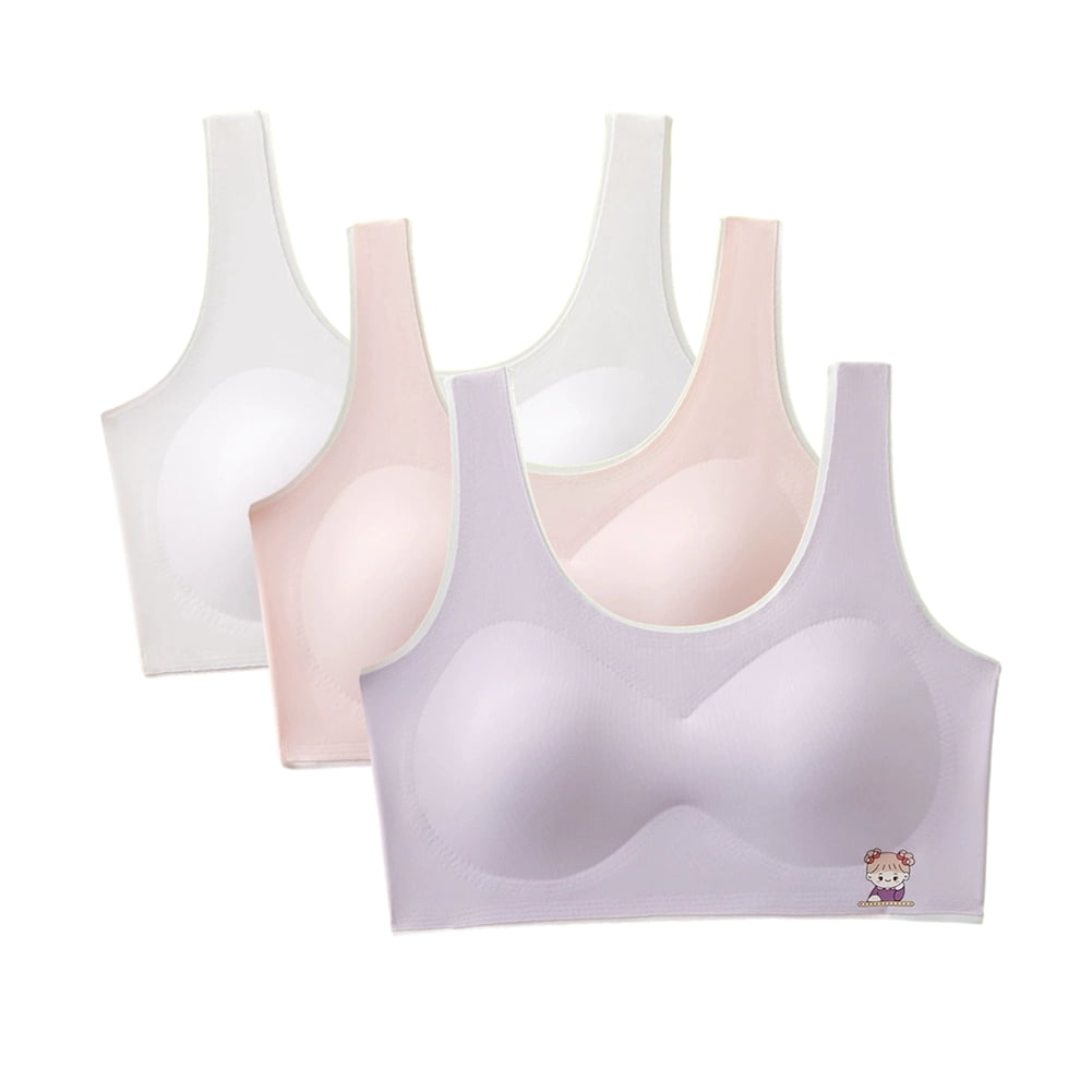 3PCS Girls Soft Training Bras Seamless First Bra Girls Sports Bras ...