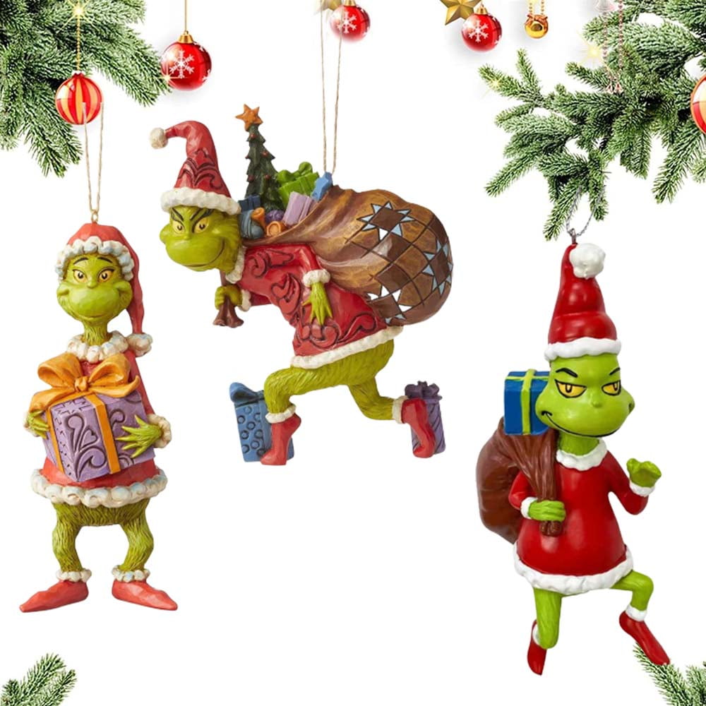 3PCS Grinch Resin Christmas Tree Pendants, Christmas Decorations ...