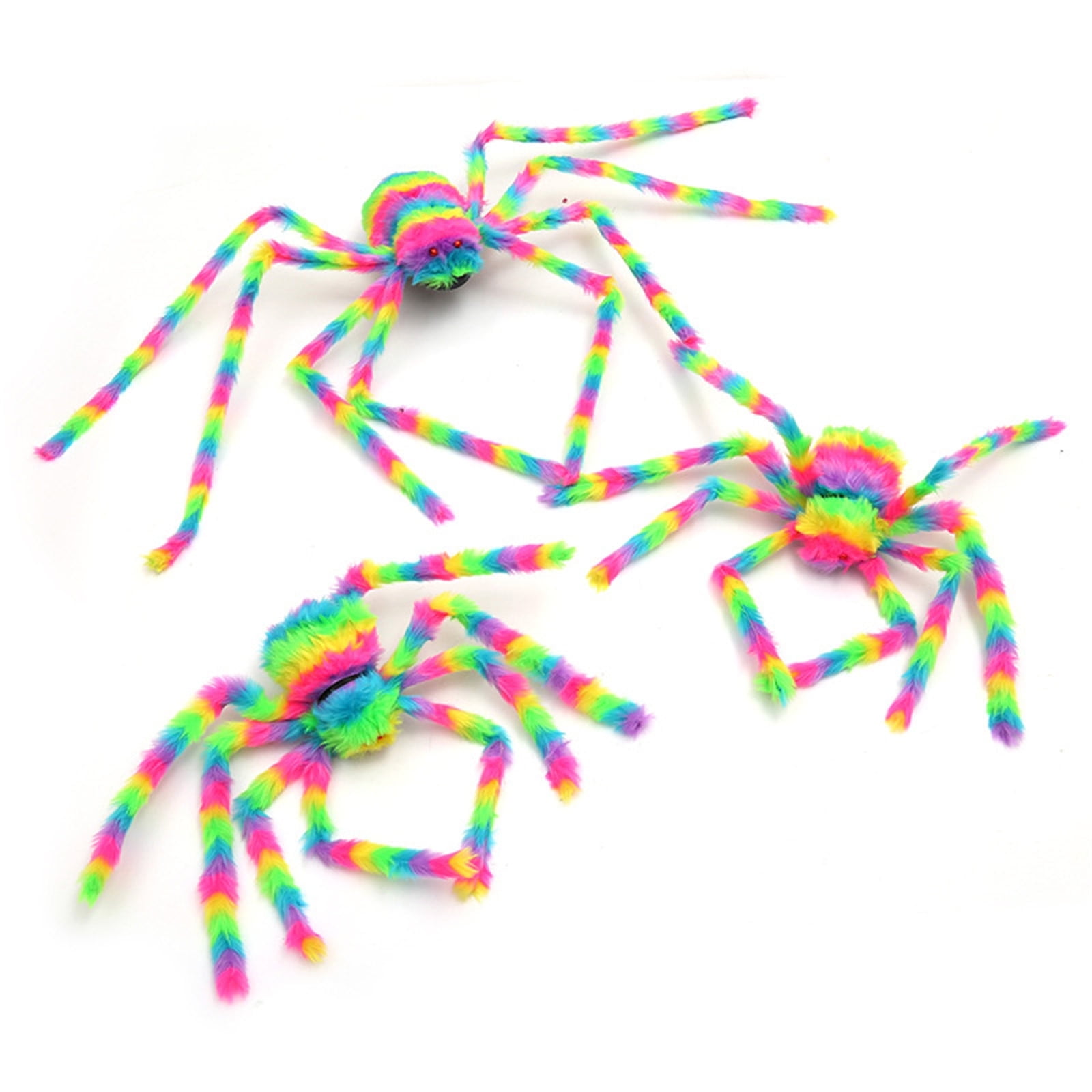 3PCS Halloween Fake Big Spiders, 30 Inch Colorful Outdoor Indoor ...