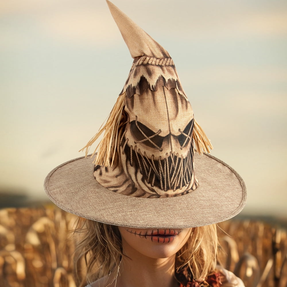 3PCS Halloween Scarecrow Witch Hat Realistic Masquerade Festival Party ...