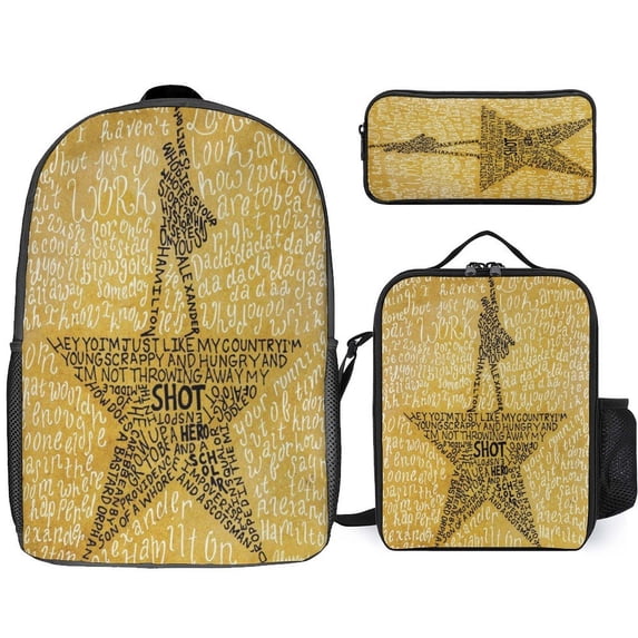3PCS Hamil-,ton Star Music0l Backpack Set Large Capacity Bookpacks With ...