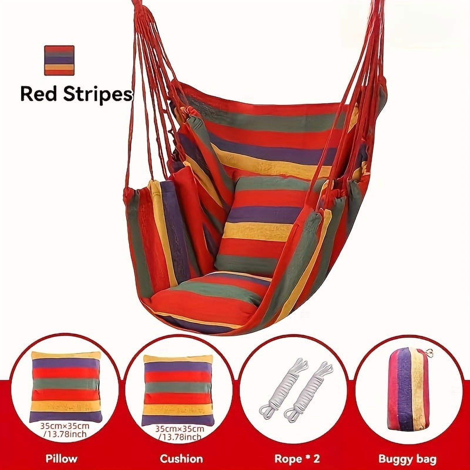3PCS Hammock Set - 1 Single Canvas Hammock + 2 Pillow Cushions, Sturdy ...
