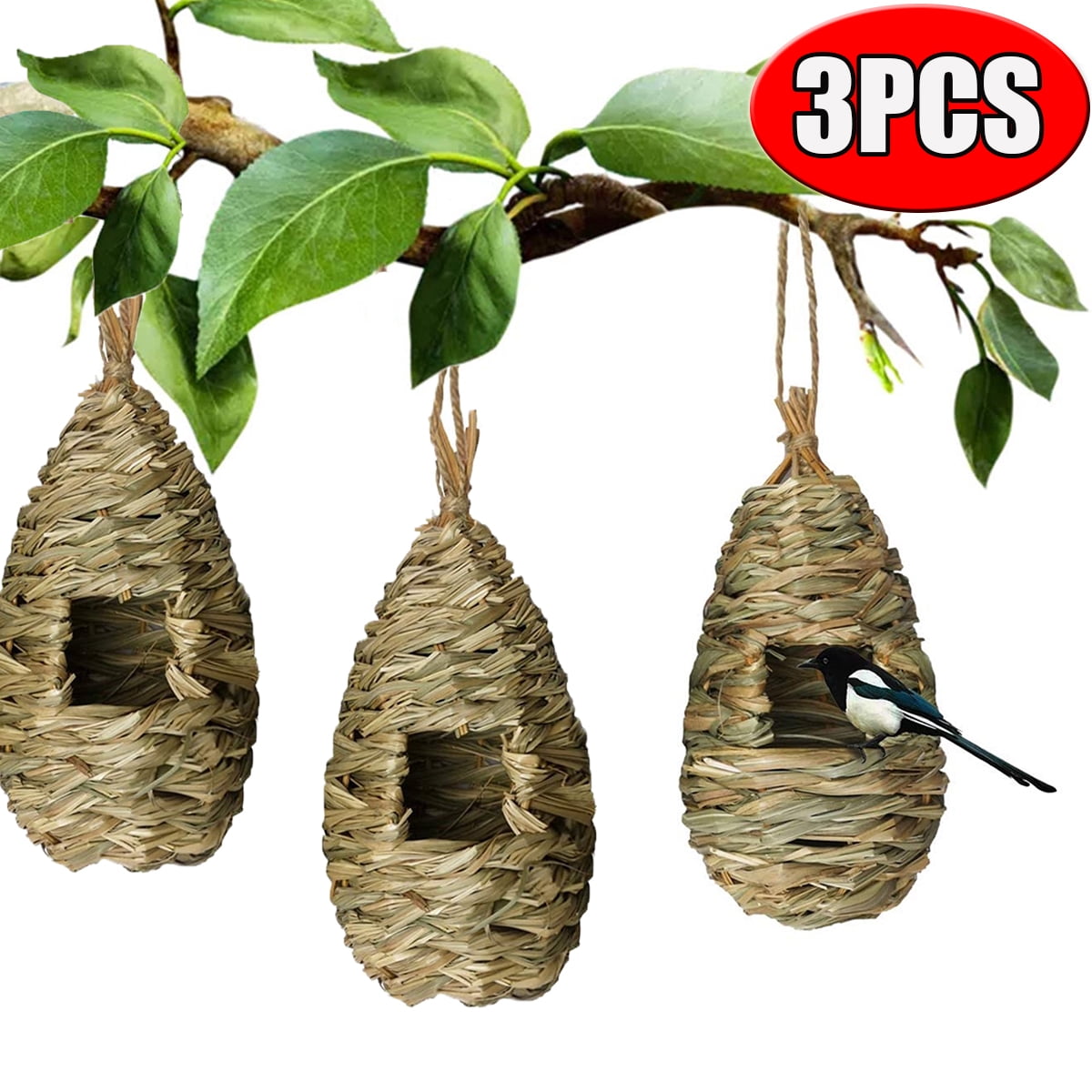 3PCS Hand Woven Hummingbird House, Outdoor Nest, Hanging Home for Finch ...