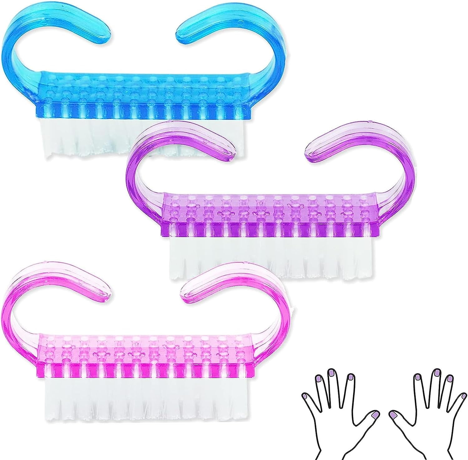 3PCS Handle Nail Brush,Nail Brushes Set,Nail Brushes Hand Fingernail ...