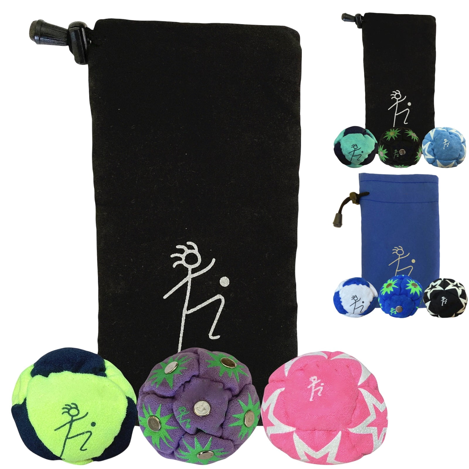 3PCS Handmade Classic Hacky Footbag Sack, Durable Fabric Kick Balls for ...