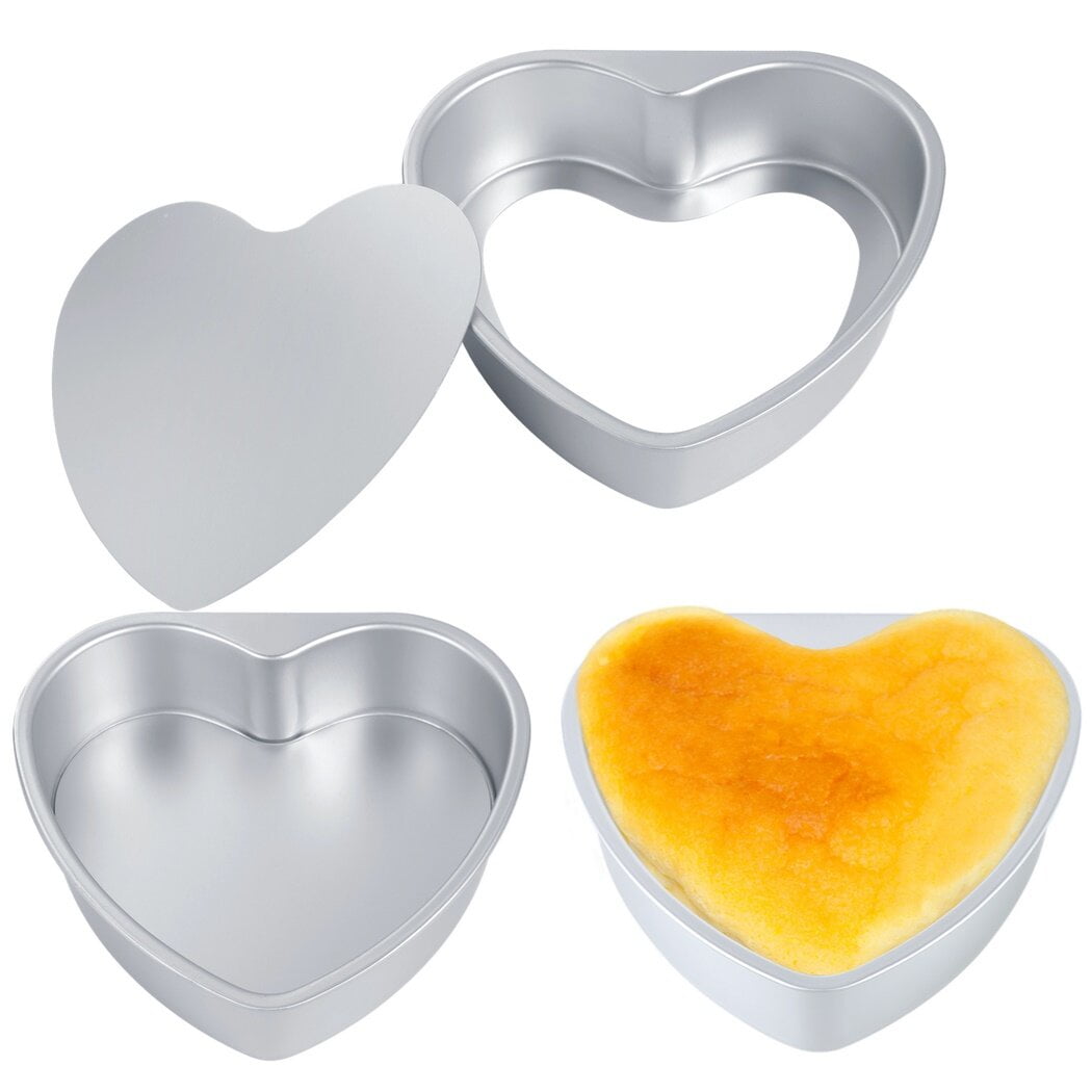 3PCS Heart-Shaped Cake Pans, 10-Inch Aluminum Alloy Cake Baking Molds ...